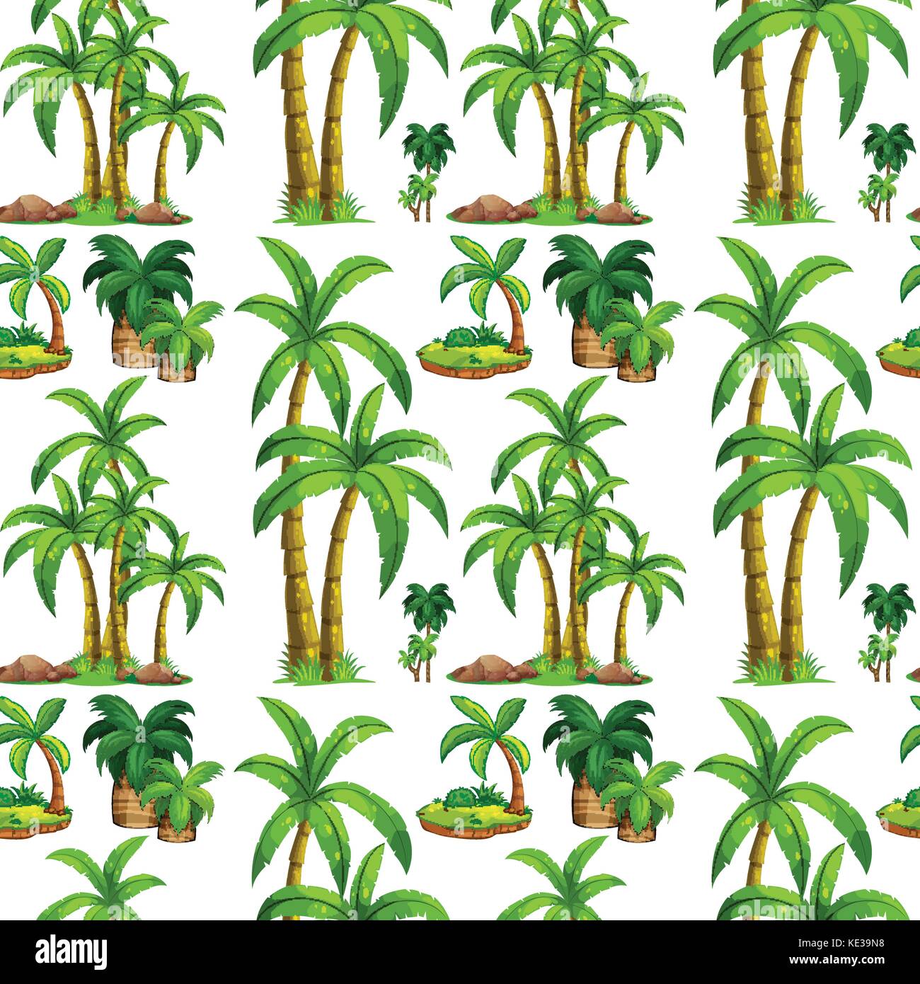 Seamless palm trees and island illustration Stock Vector Image & Art ...