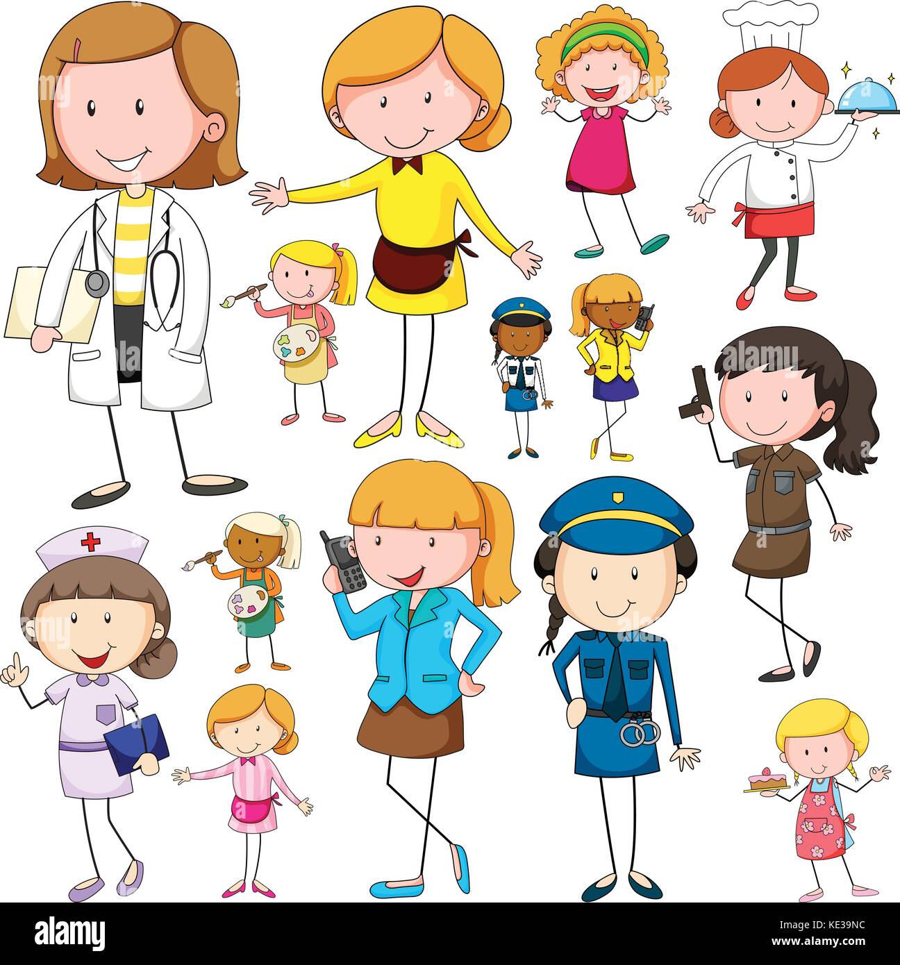 Woman doing different jobs illustration Stock Vector Art & Illustration ... Woman doing different jobs illustration Stock Vector Art & Illustration ...