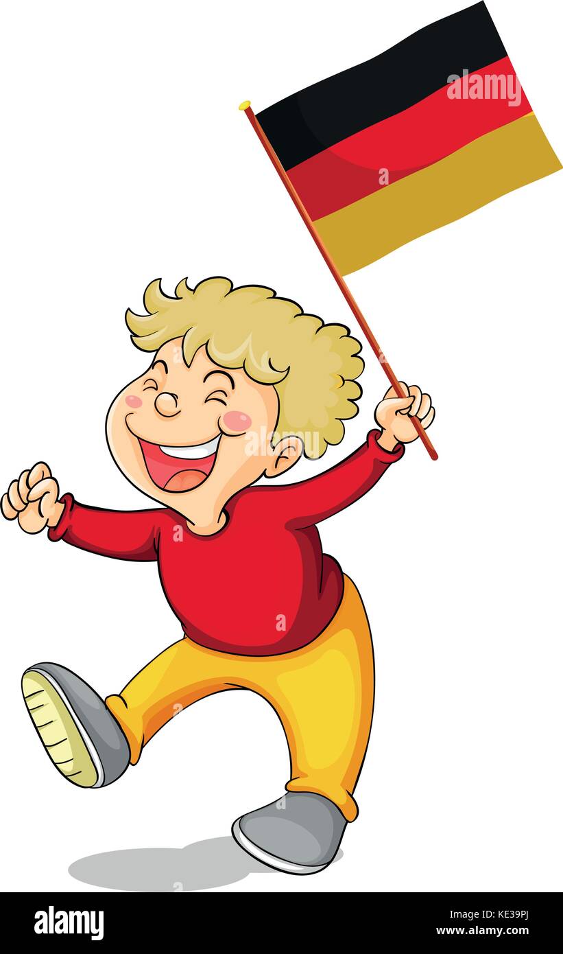 Little boy holding Germany flag illustration Stock Vector Image & Art ...