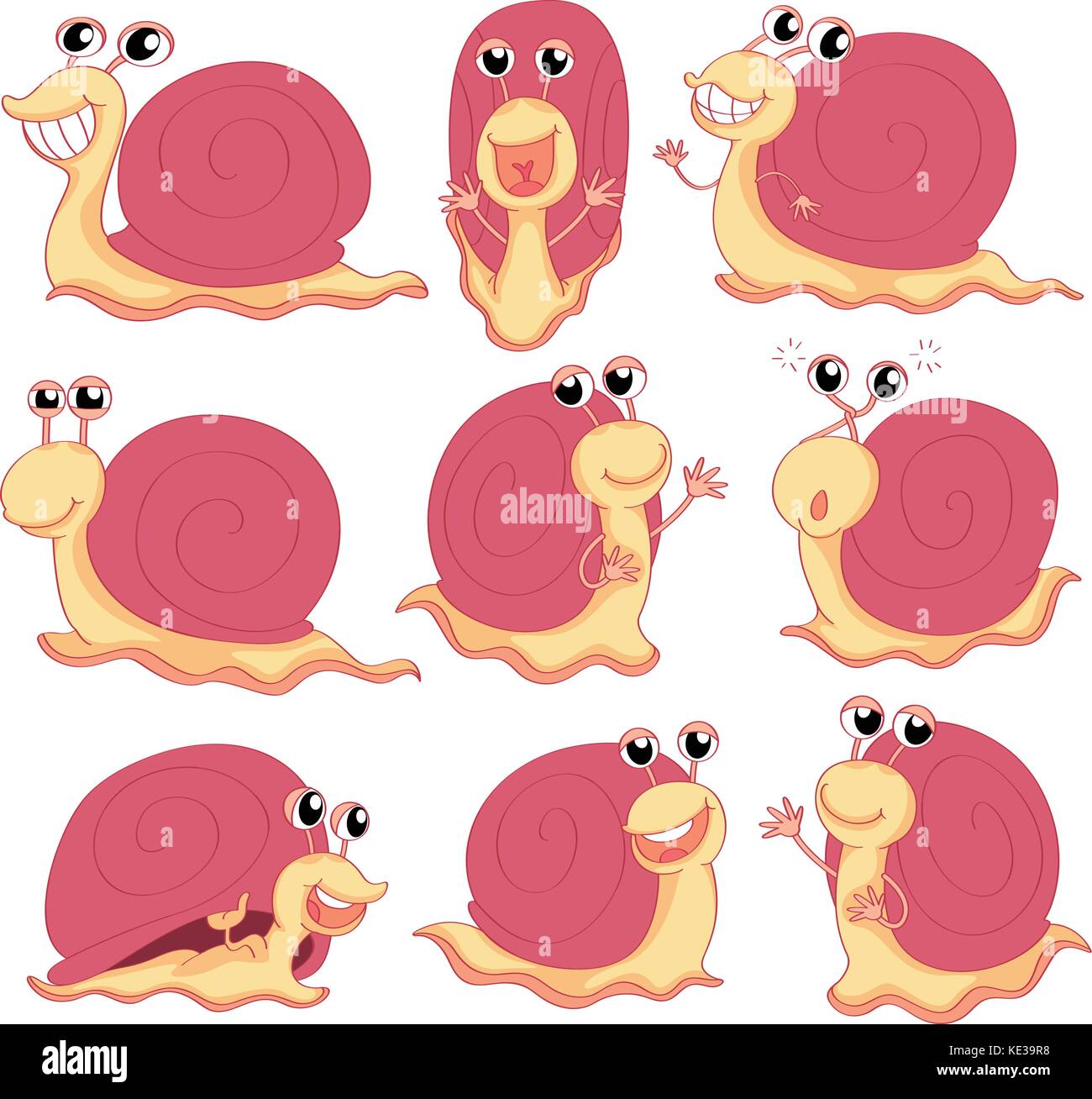 Snail with different facial expressions illustration Stock Vector Image ...