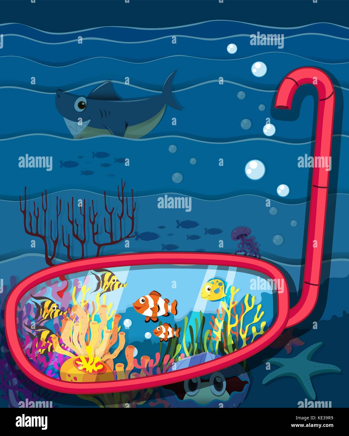 Ocean scene sea animals Stock Vector Images - Alamy