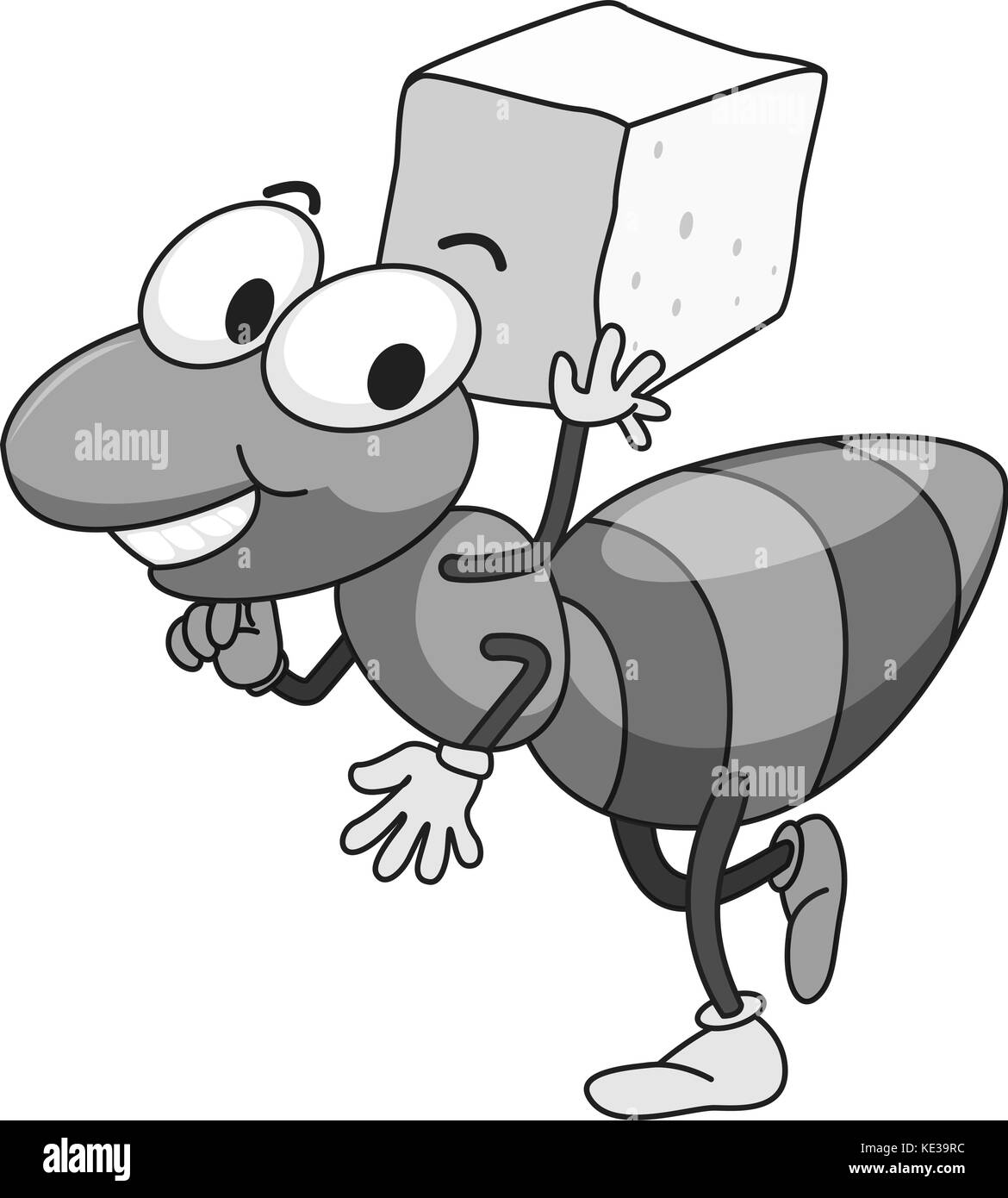 Little ant carrying cube of sugar on the back illustration Stock Vector ...
