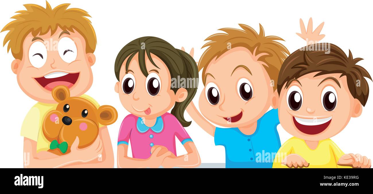 Boys and girl with happy face illustration Stock Vector Image & Art - Alamy