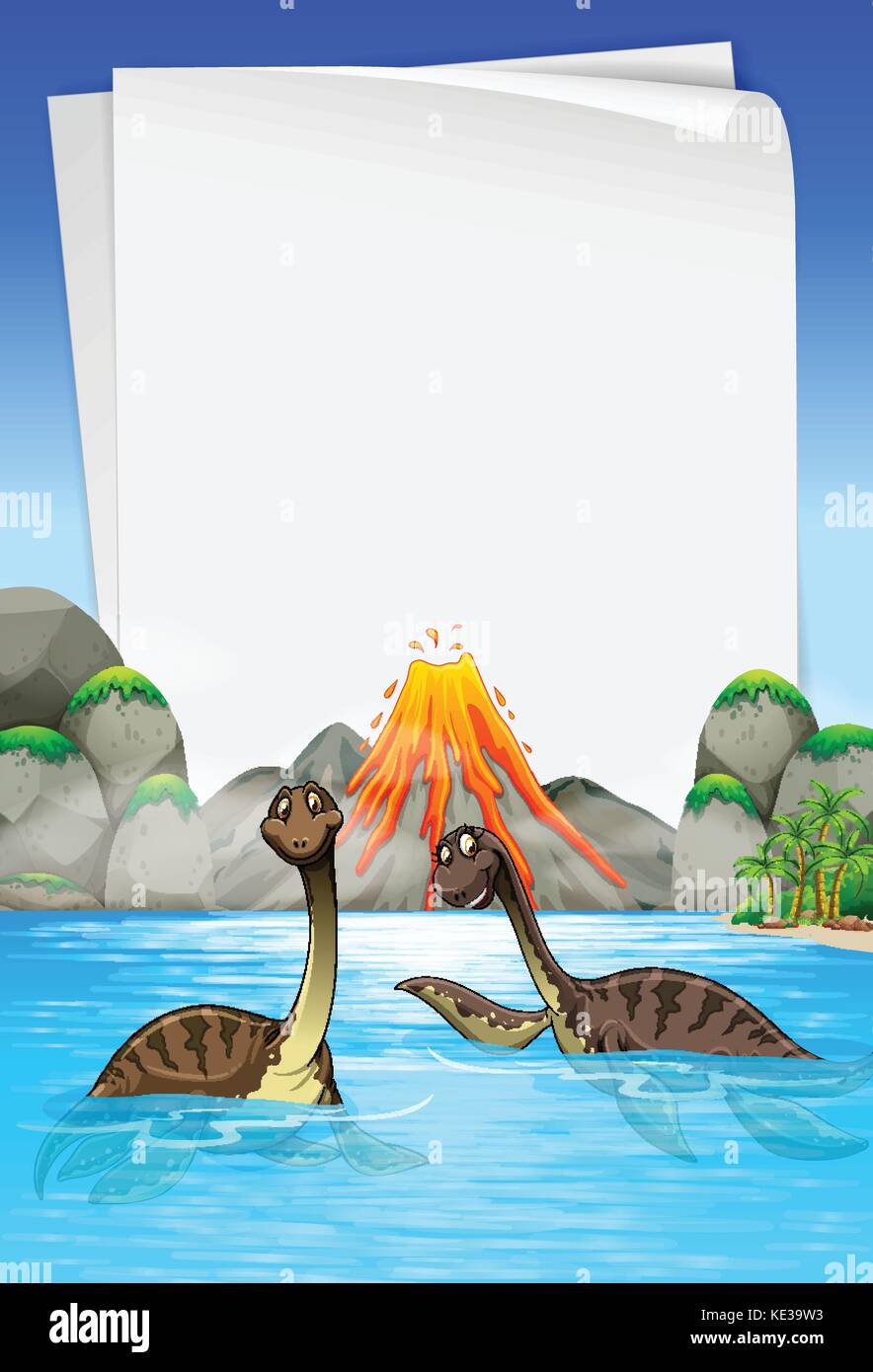 Brachiosaurus swimming in the lake illustration Stock Vector Image ...