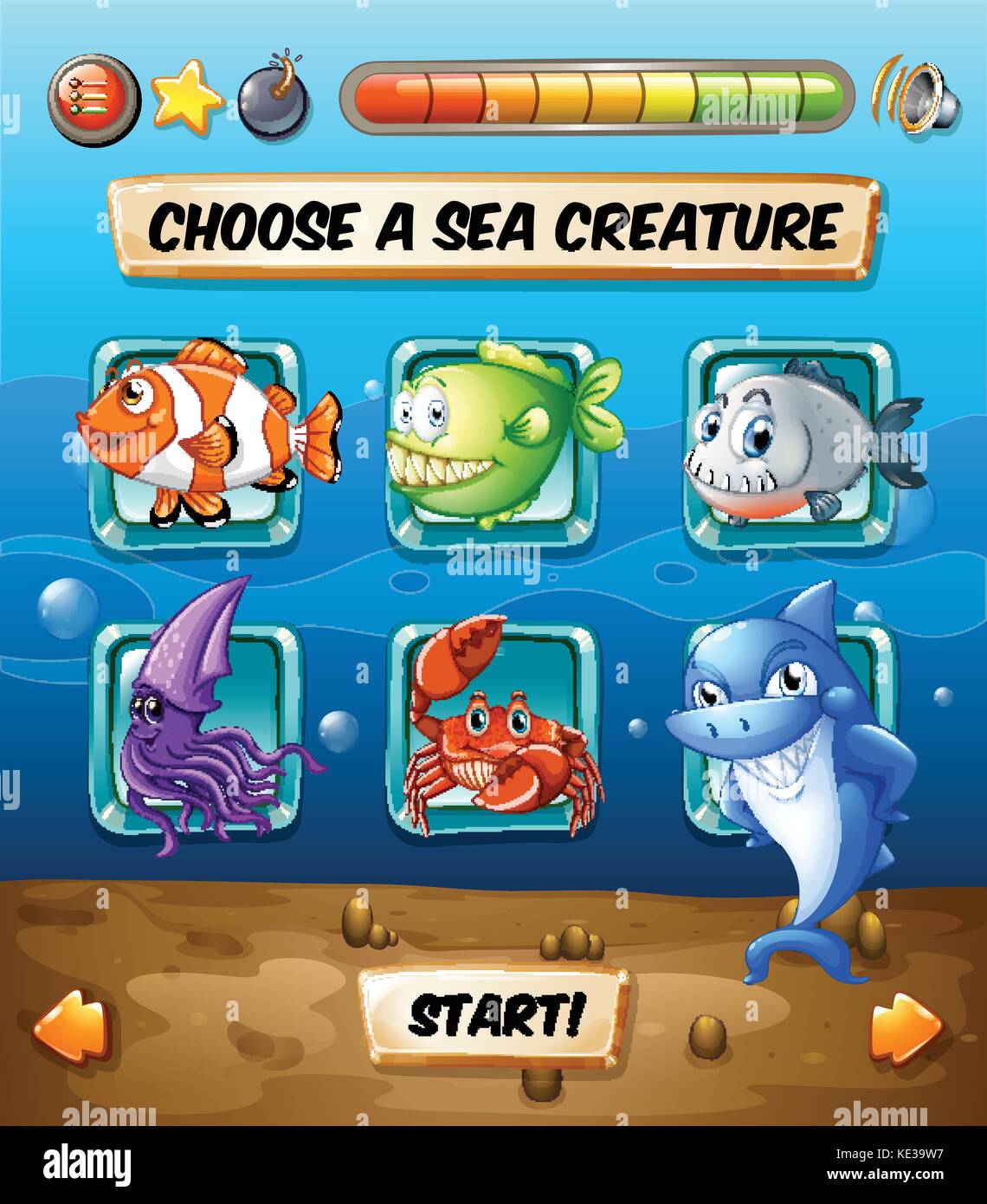 Game template with fish in the sea illustration Stock Vector Image ...