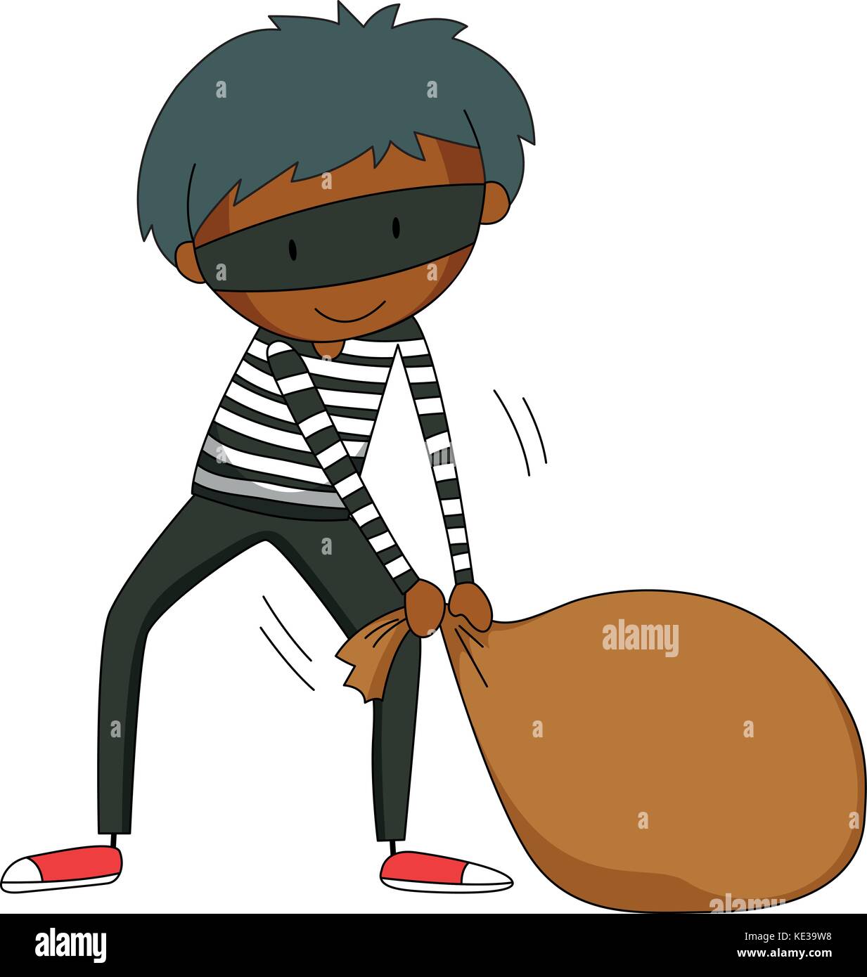 Robber dragging brown bag illustration Stock Vector Image & Art - Alamy
