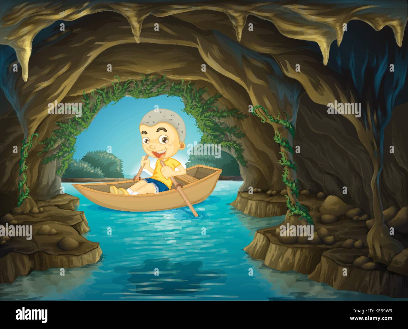 Landscape rowing boat Stock Vector Images - Alamy