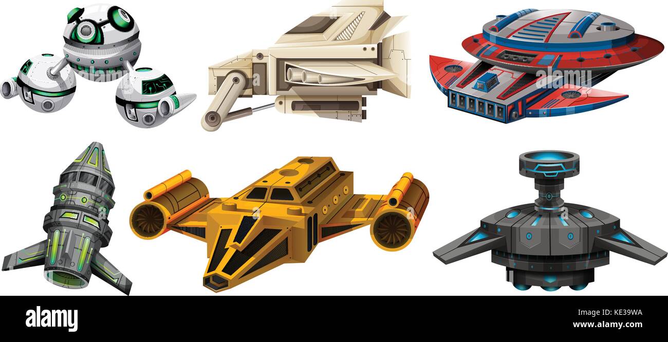 Different design of spaceships illustration Stock Vector Image & Art ...