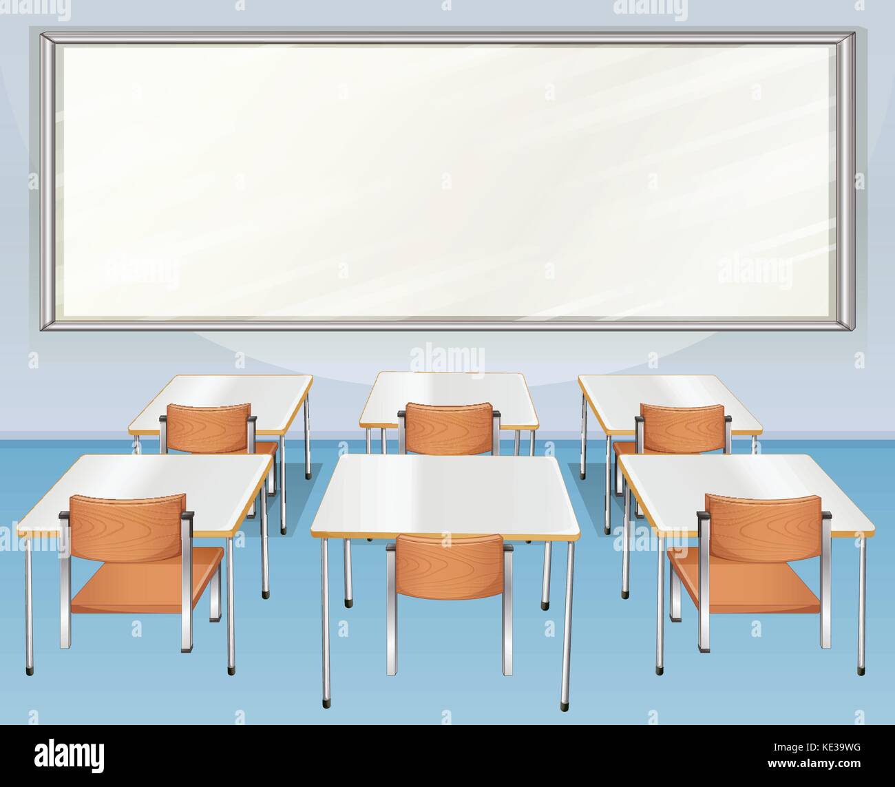 Classroom full of chairs and tables illustration Stock Vector Image ...