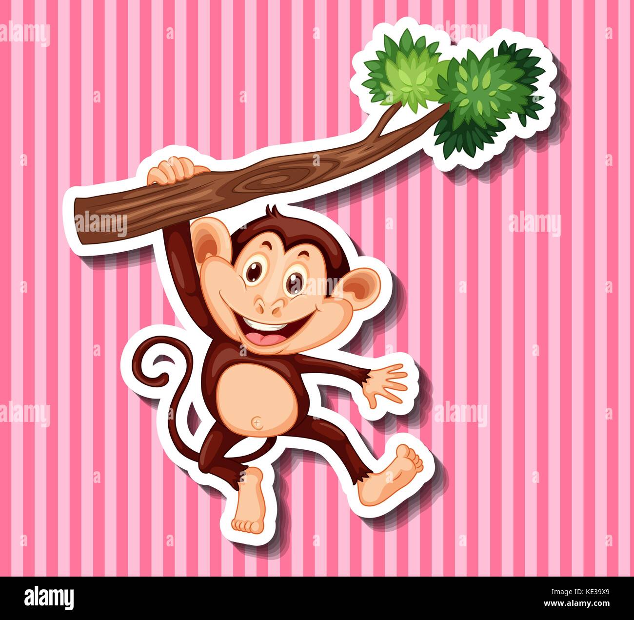 Monkey hanging on branch illustration Stock Vector Image & Art - Alamy