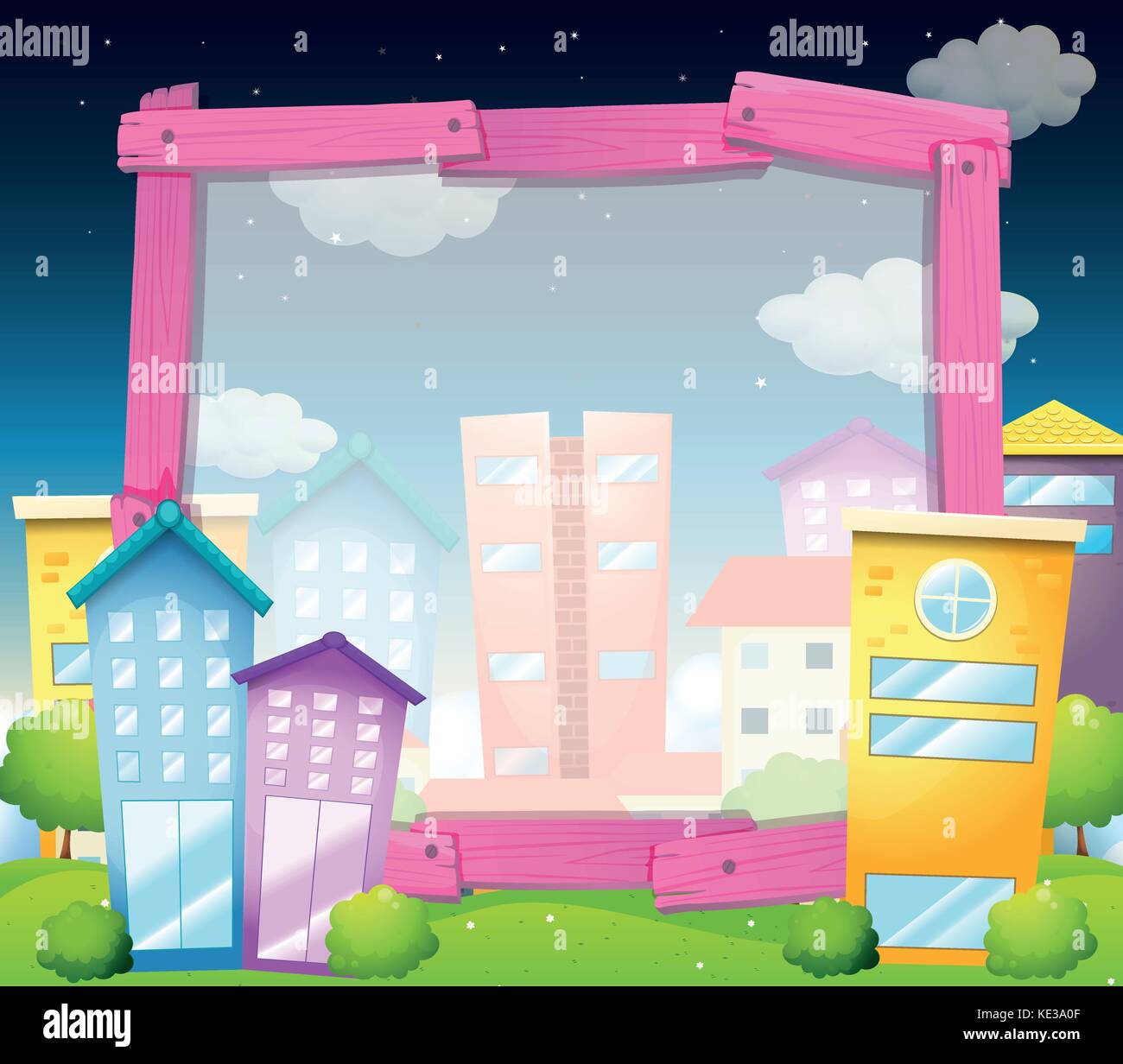 Border design with buildings and houses illustration Stock Vector Image ...