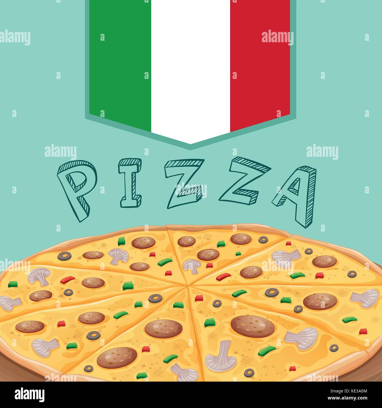 Tray of Italian pizza illustration Stock Vector Image & Art - Alamy