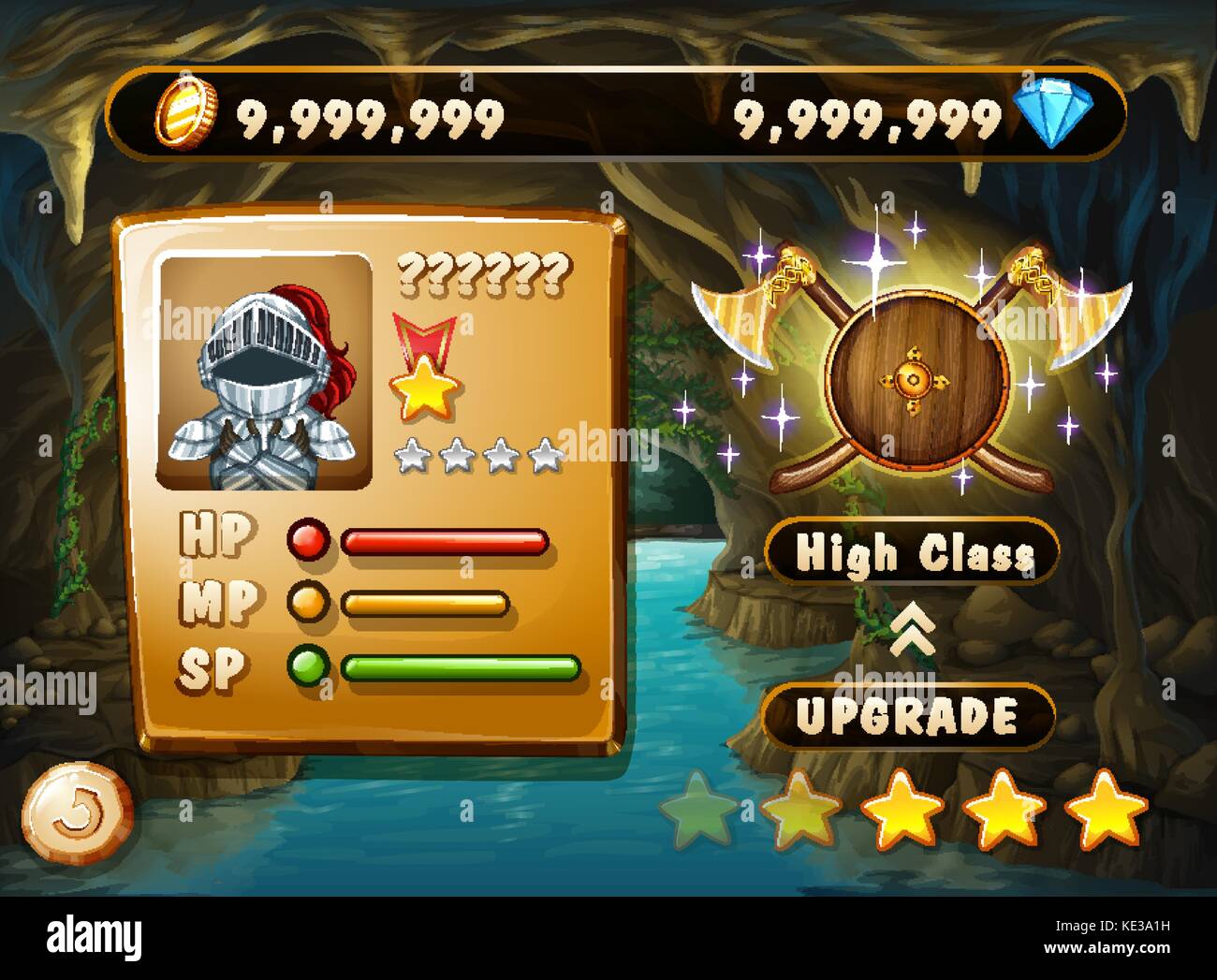 Game template with cave background illustration Stock Vector Image ...