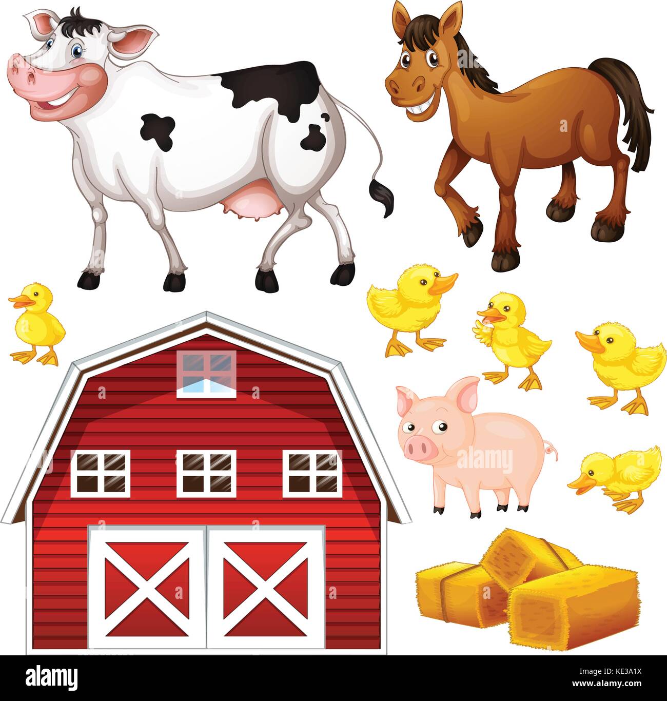 Barn With Animals Clipart Cartoon