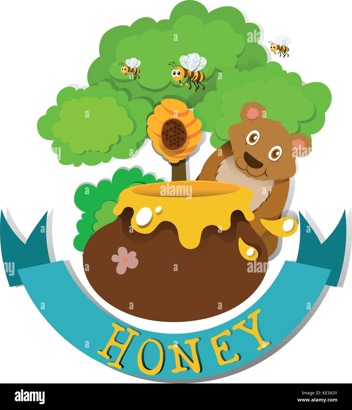 Banner design with bear and honey illustration Stock Vector Image & Art ...