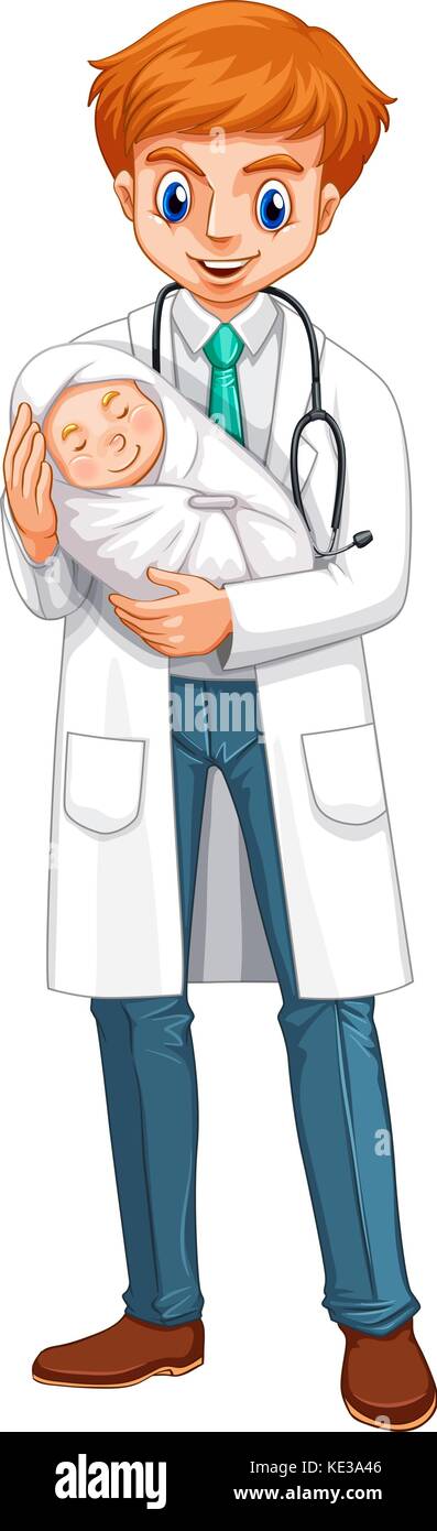 Doctor holding little baby illustration Stock Vector Image & Art - Alamy