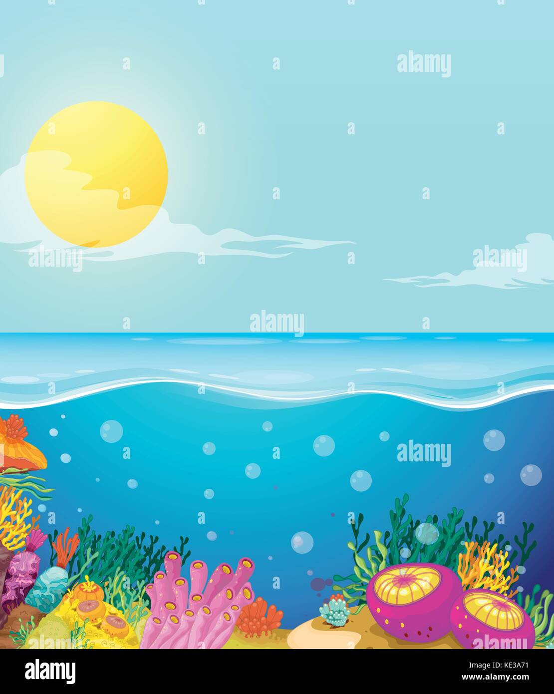 Scene of ocean and underwater illustration Stock Vector Image & Art - Alamy