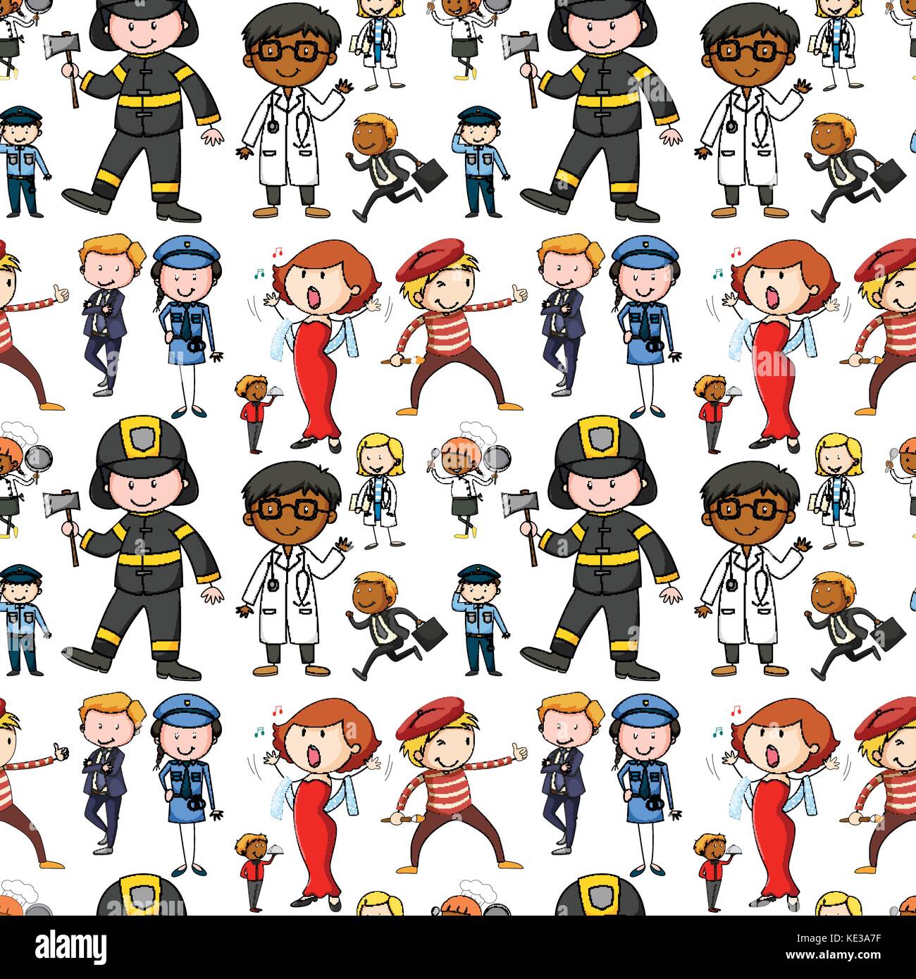 Seamless background design with different jobs illustration Stock ...