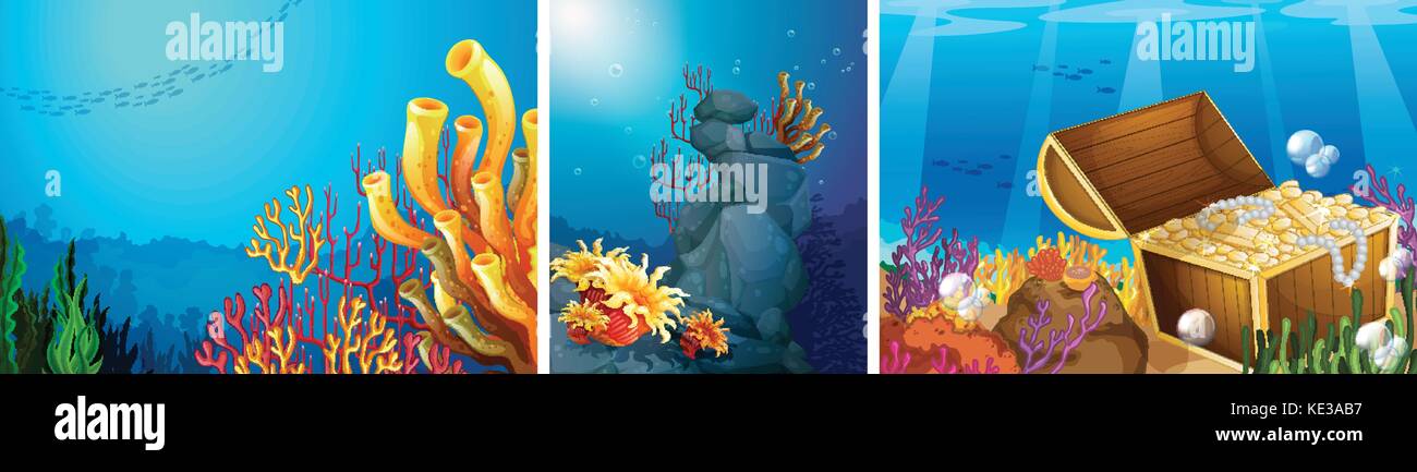 Scene underwater with coral reef illustration Stock Vector Image & Art ...