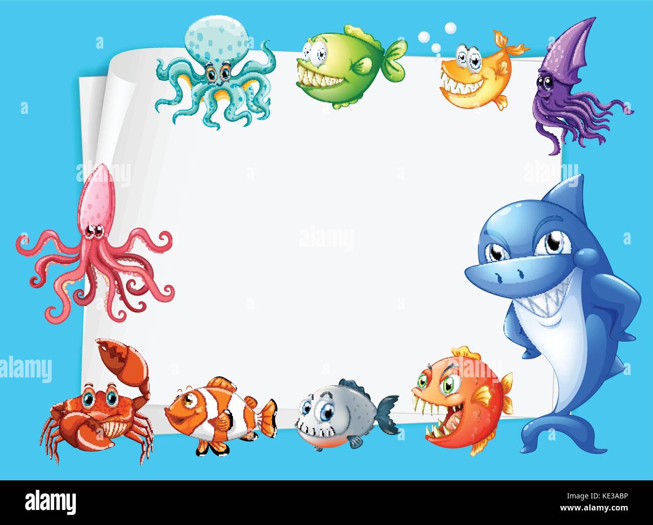 Frame design with sea animals background illustration Stock Vector ...