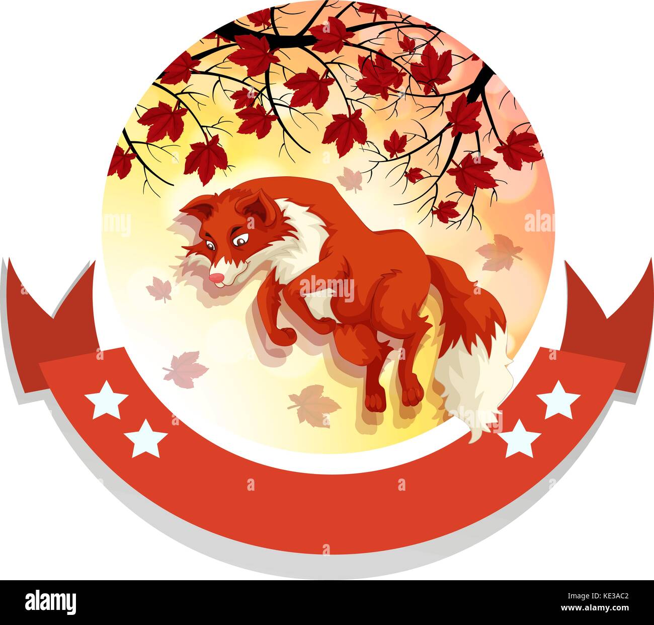 Banner design with fox jumping illustration Stock Vector Image & Art ...