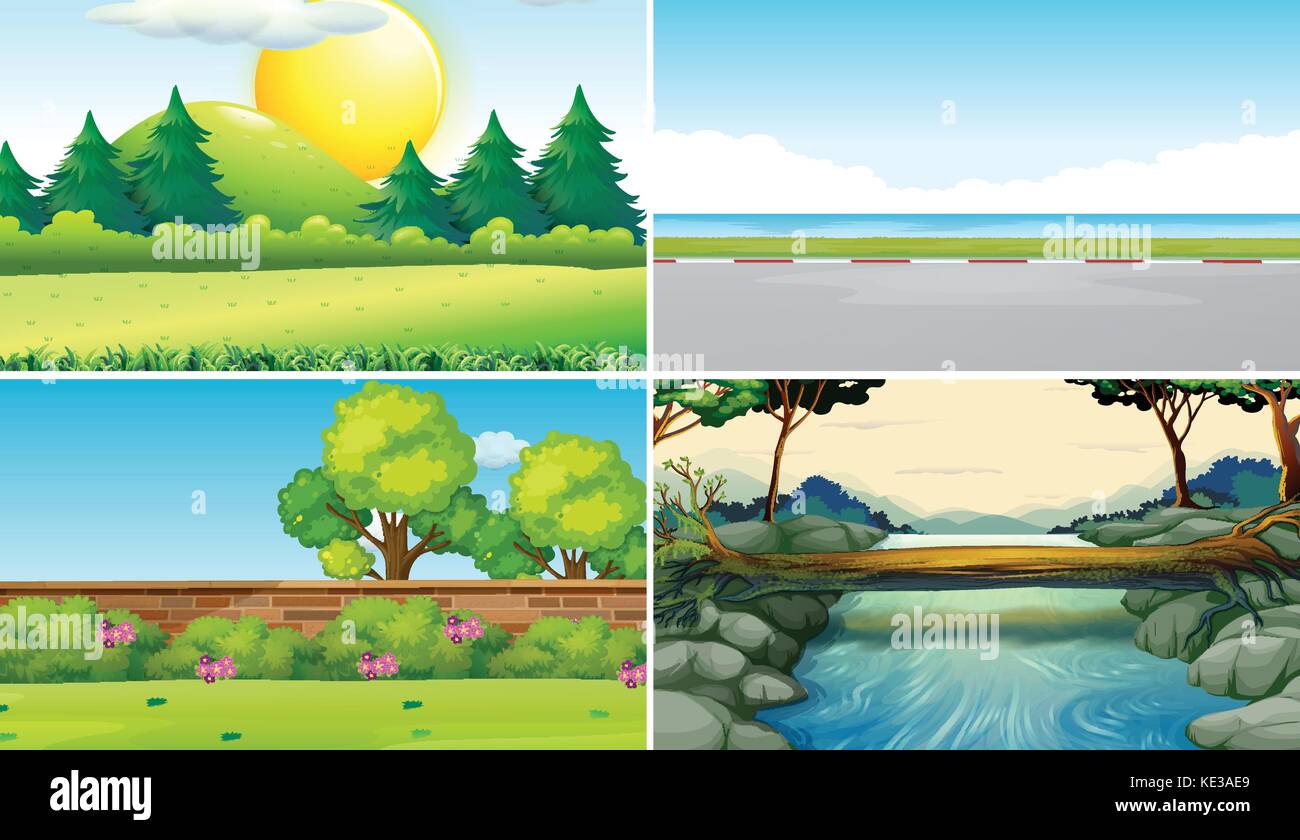 Four different scenes Stock Vector Images - Alamy
