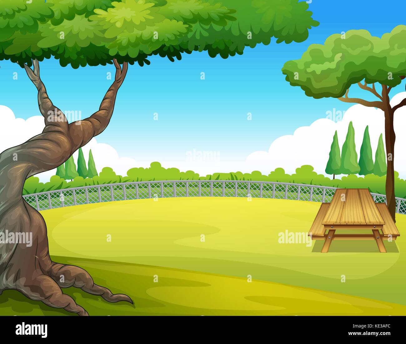 Table at park Stock Vector Images - Alamy