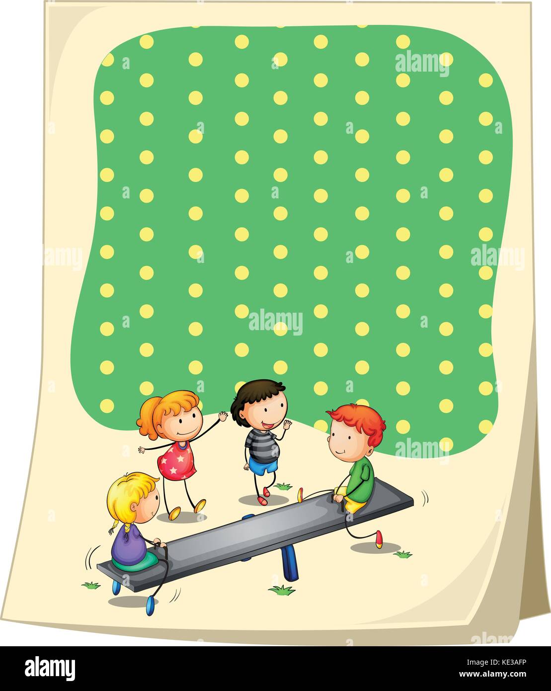 Paper design with children playing seesaw illustration Stock Vector ...