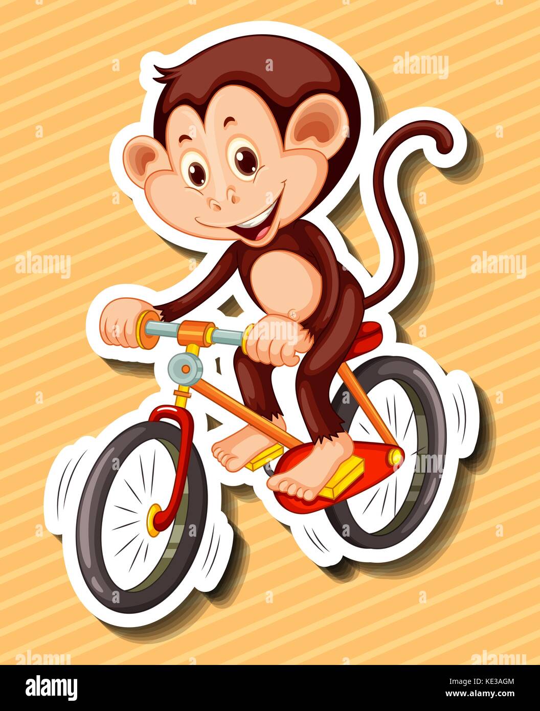 Little monkey riding bicycle illustration Stock Vector Image & Art - Alamy