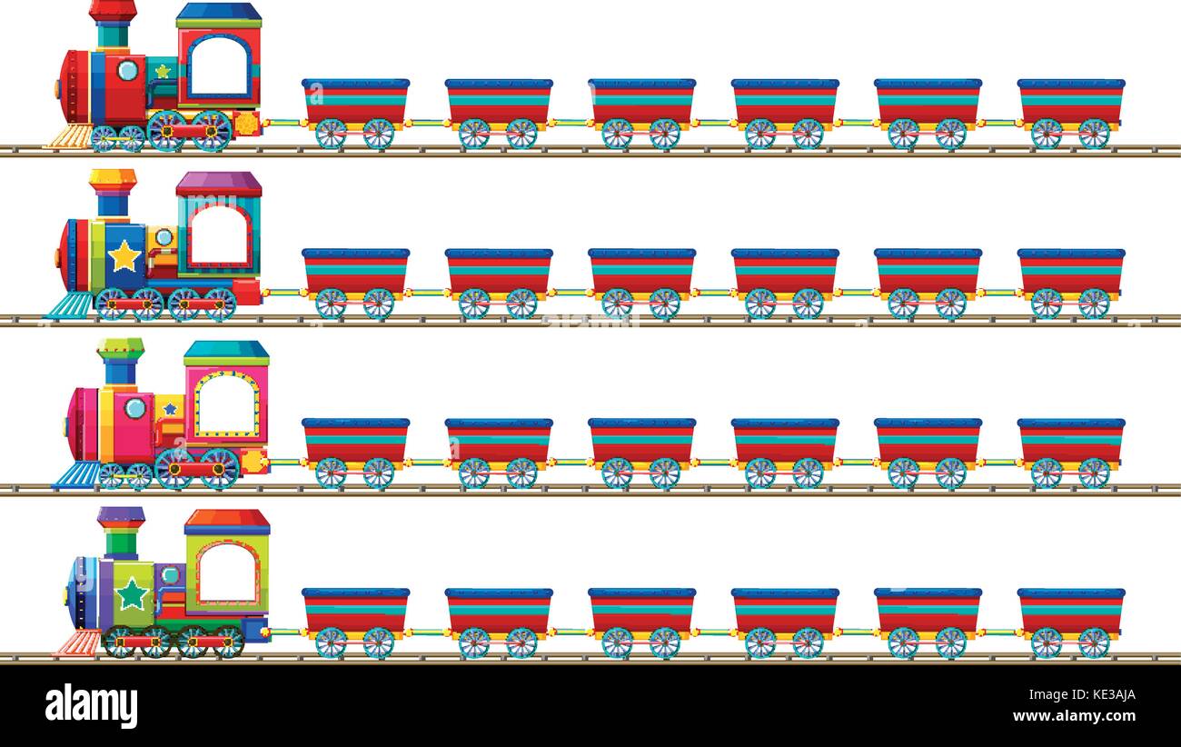 Trains in four different colors illustration Stock Vector Image & Art ...