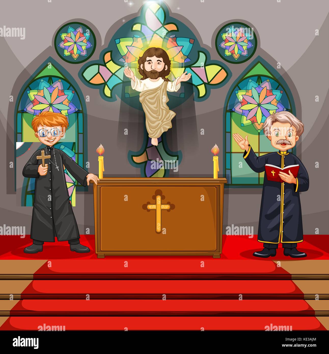 Two priests in the church illustration Stock Vector Image & Art - Alamy