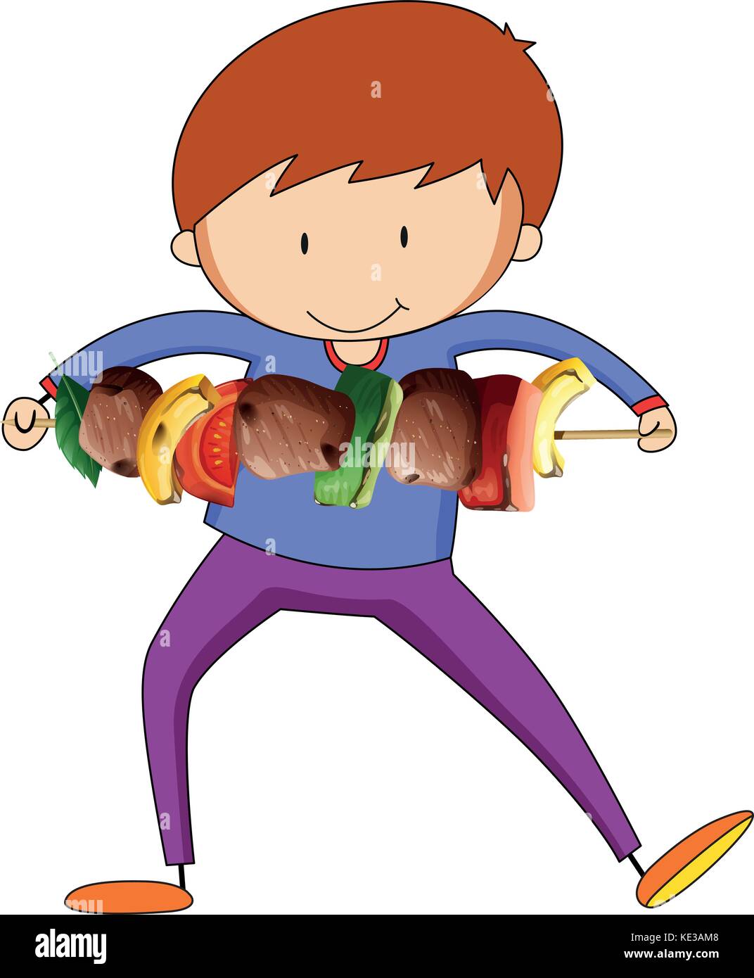 Man holding barbecue stick illustration Stock Vector Image & Art - Alamy