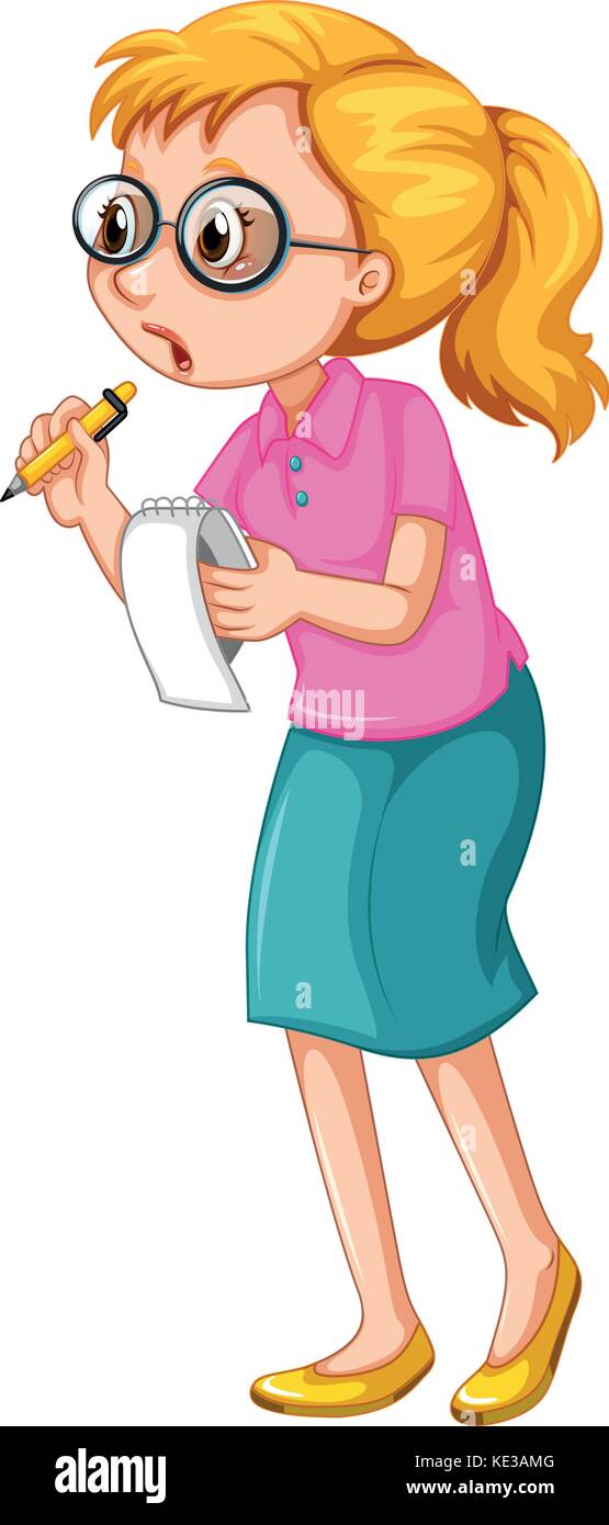 Female journalist taking notes illustration Stock Vector Image & Art ...