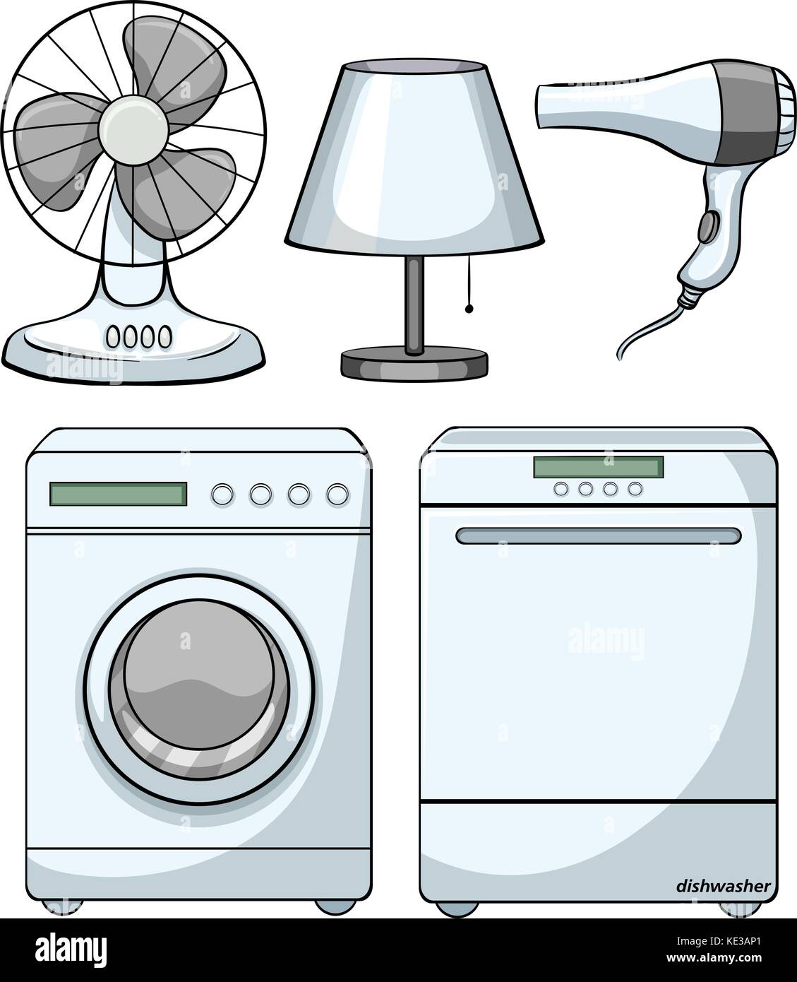 Household electronic devices on white illustration Stock Vector Image ...