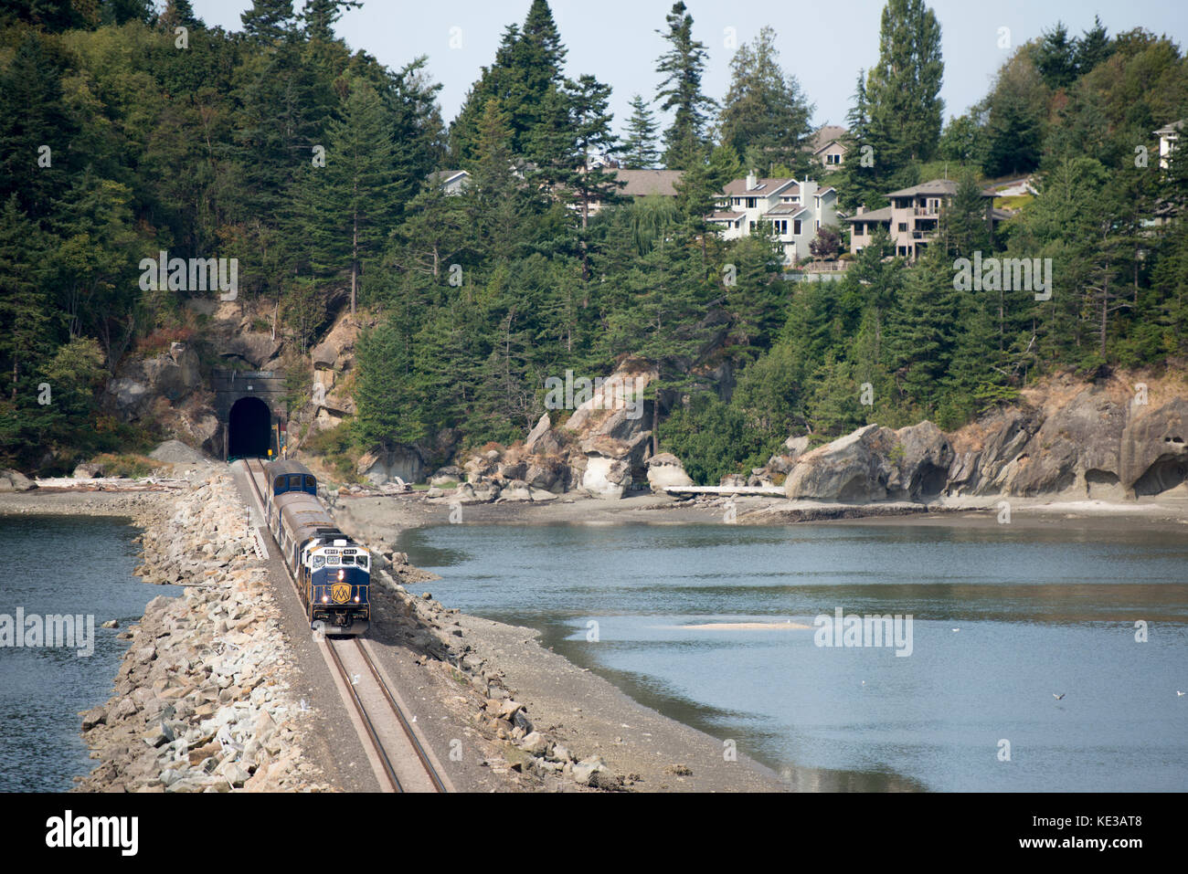 Rocky Mountaineer Coastal Passage train near Bellingham, Washington ...