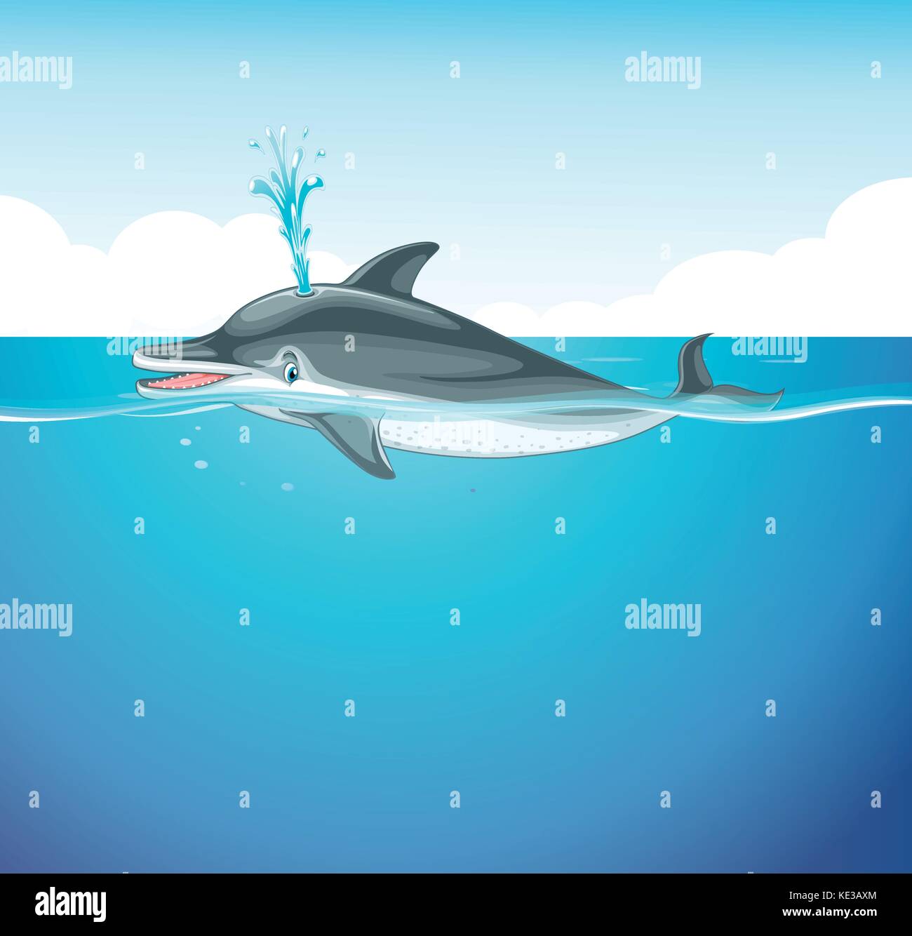 Dolphin splashing water in the sea illustration Stock Vector Image ...