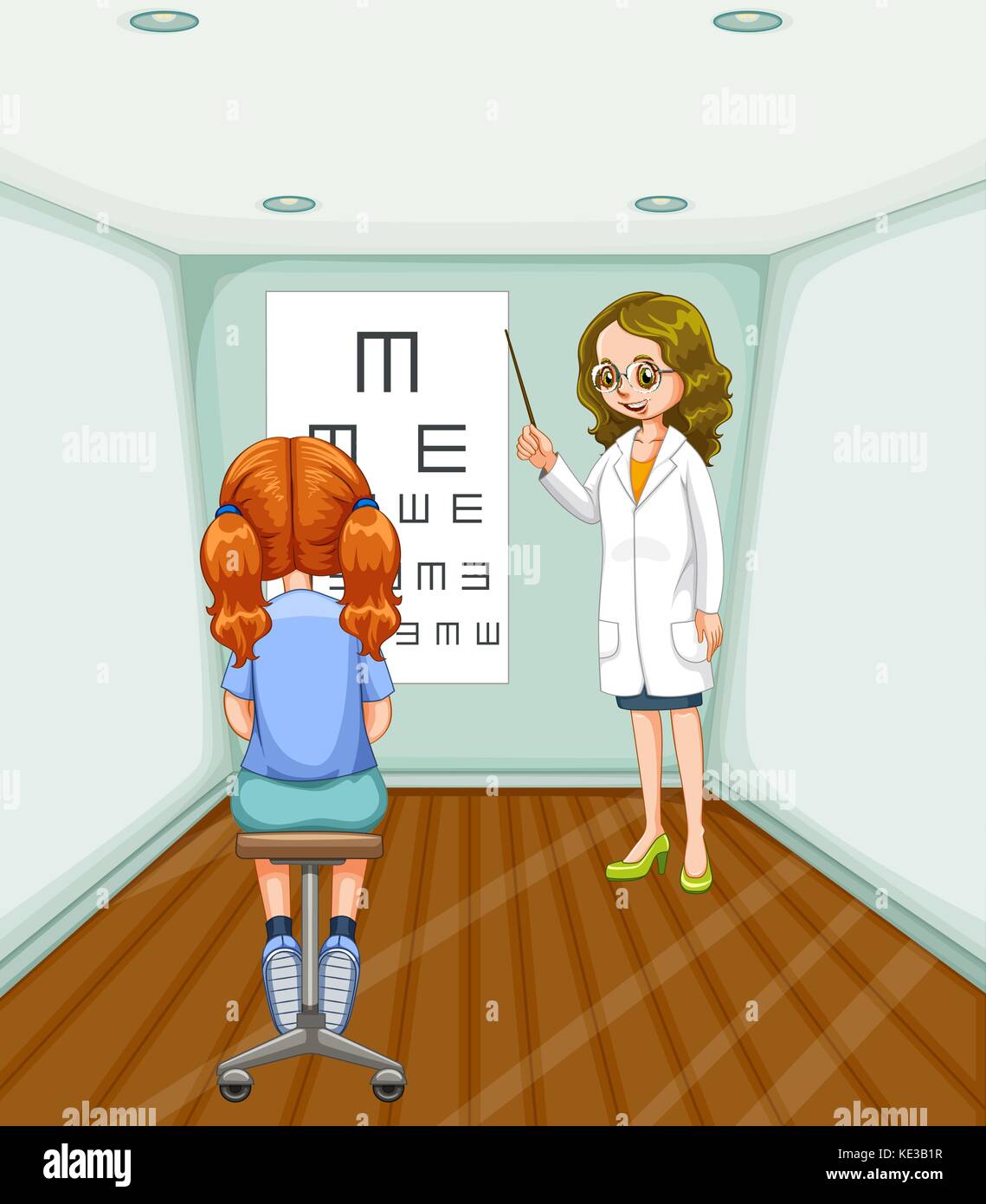 Girl having her eyes checked illustration Stock Vector Image & Art - Alamy