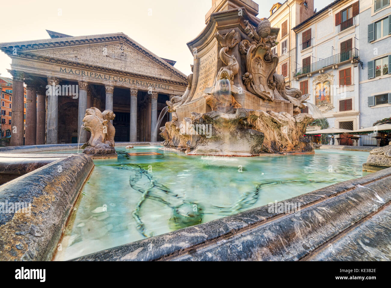 fountain in square of pantheon in Rome Stock Photo - Alamy