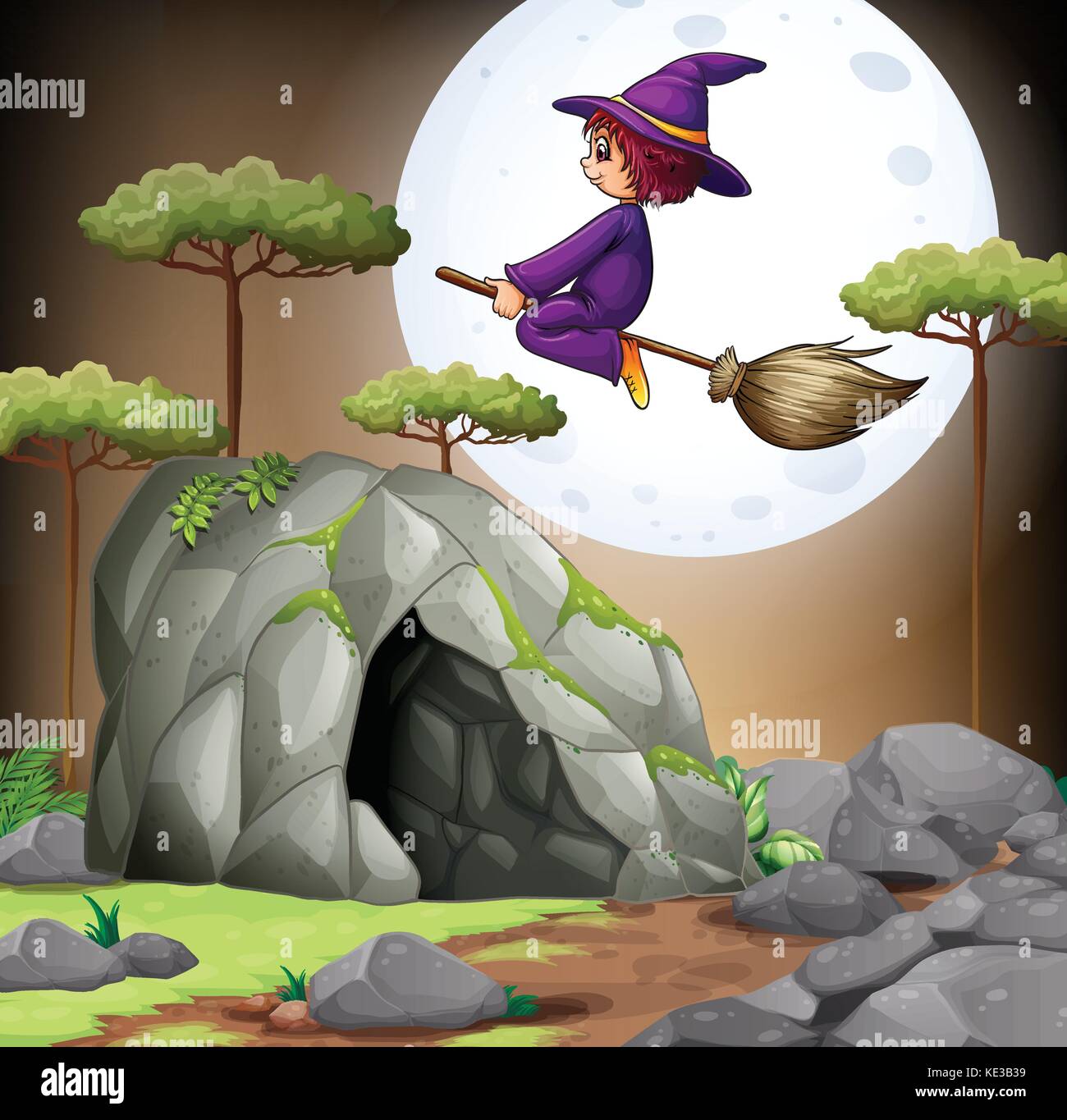 Witch Flying Over Moon High Resolution Stock Photography and Images - Alamy