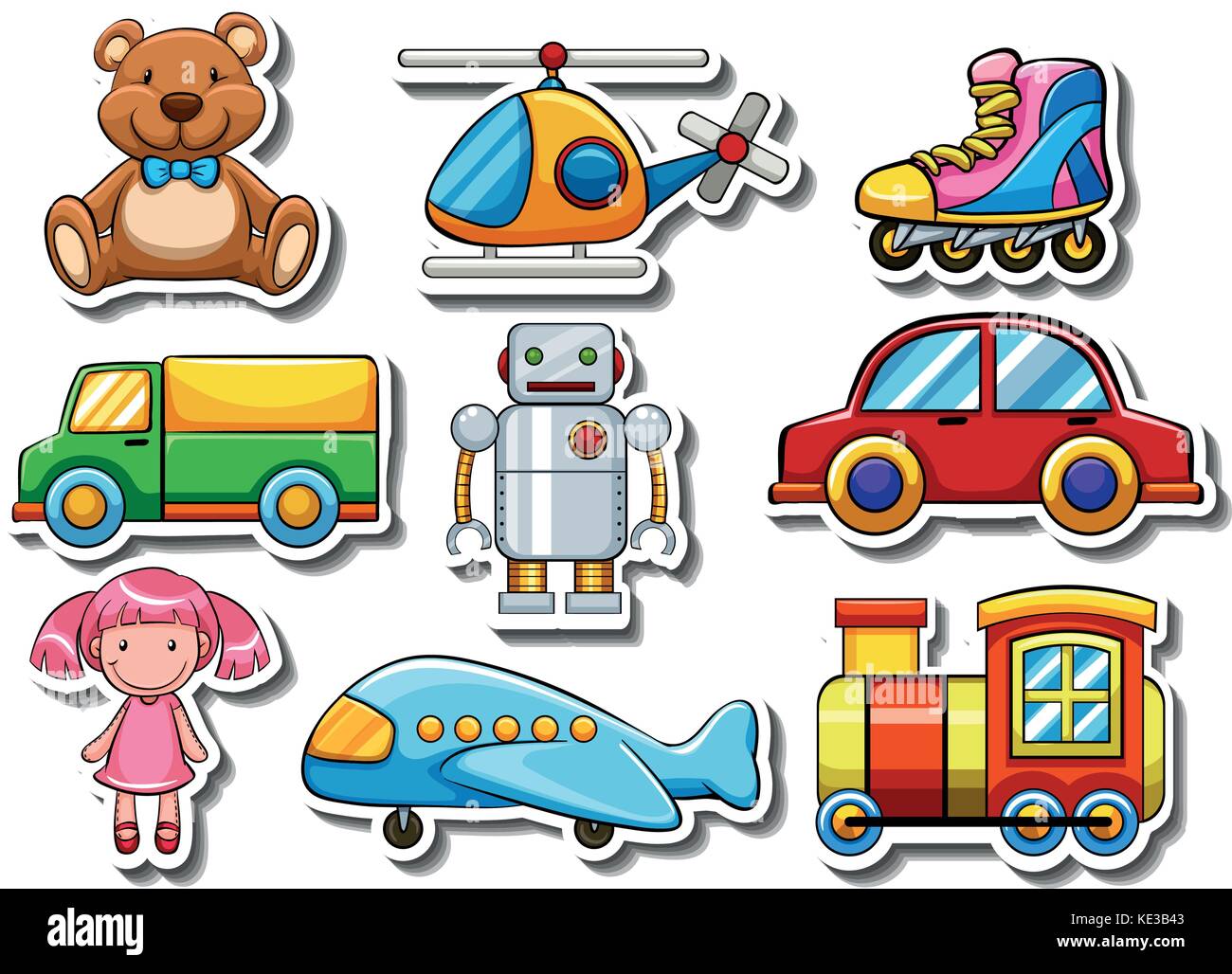 Sticker set of many toys illustration Stock Vector Image & Art - Alamy