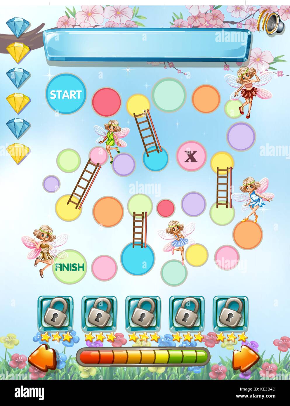 Computer game template with fairies flying illustration Stock Vector ...