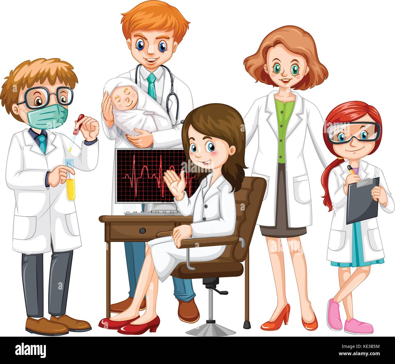 Male and female doctors together illustration Stock Vector Image & Art ...