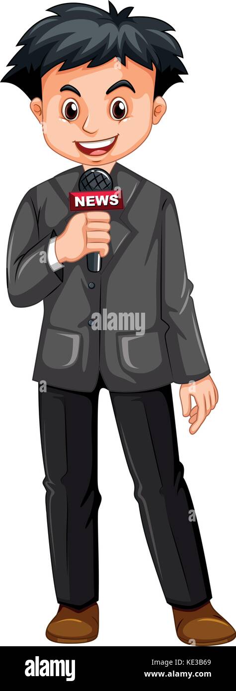 News reporter using microphone illustration Stock Vector Image & Art ...