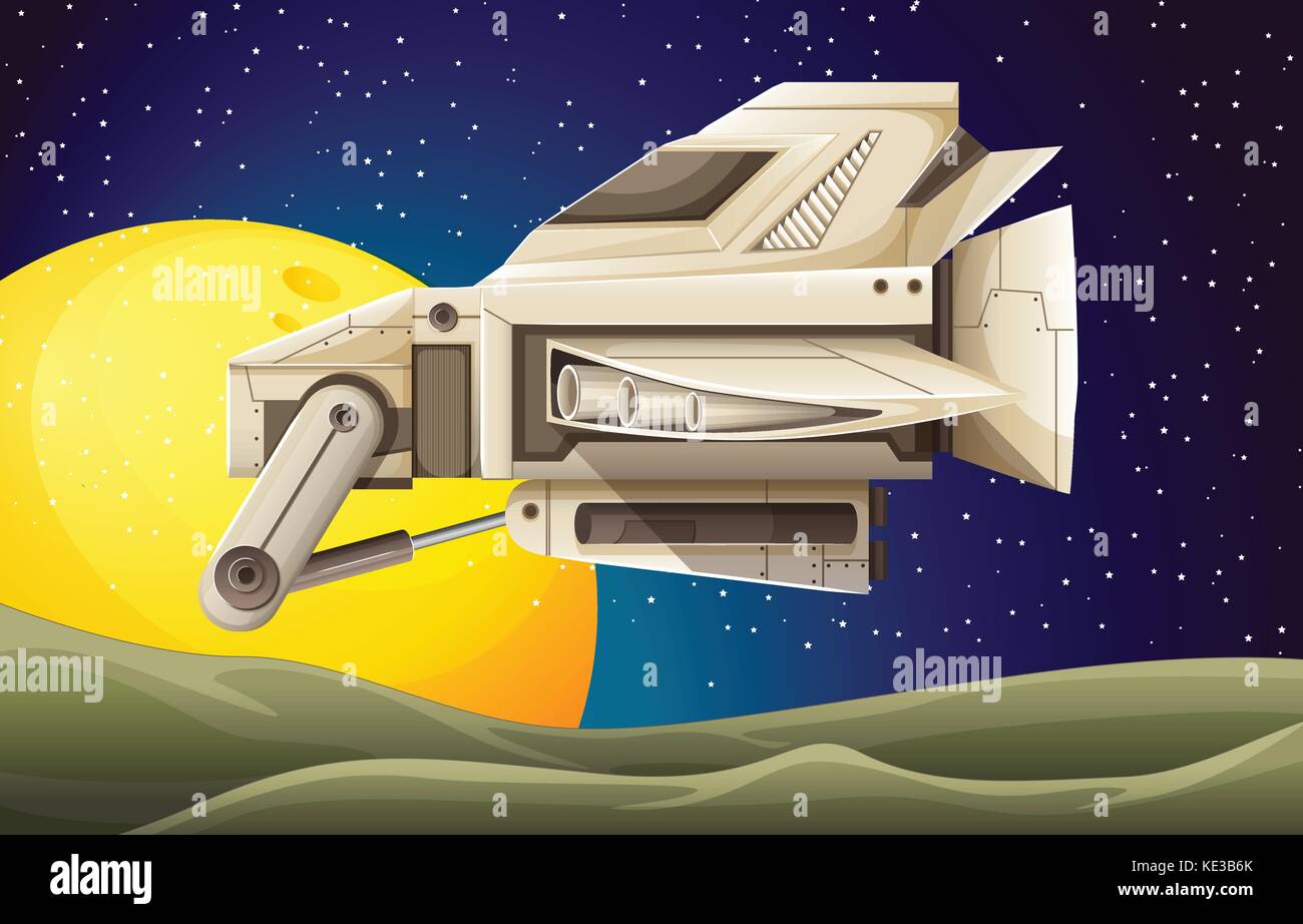 Spaceship flying in the space illustration Stock Vector Image & Art - Alamy