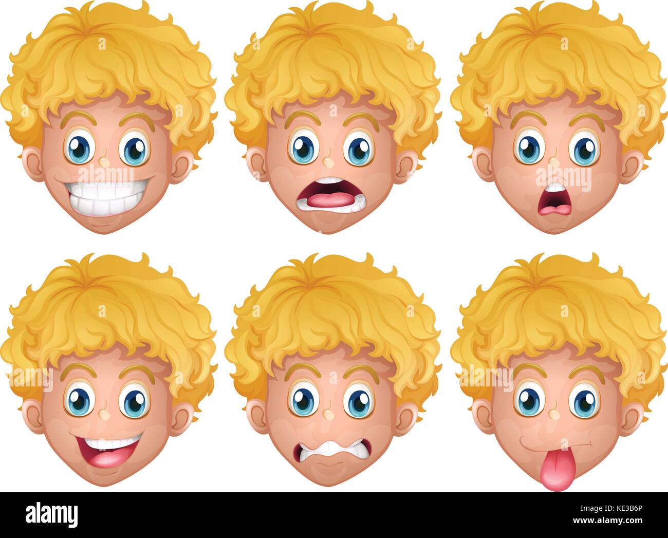 Boy different facial expressions illustration Stock Vector Images - Alamy