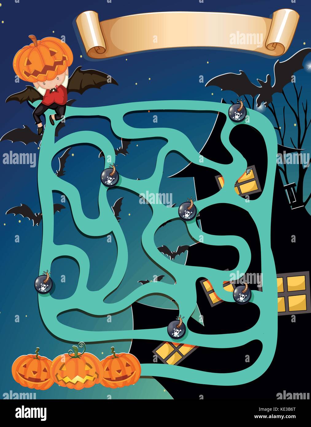 Game template with halloween theme illustration Stock Vector Image ...