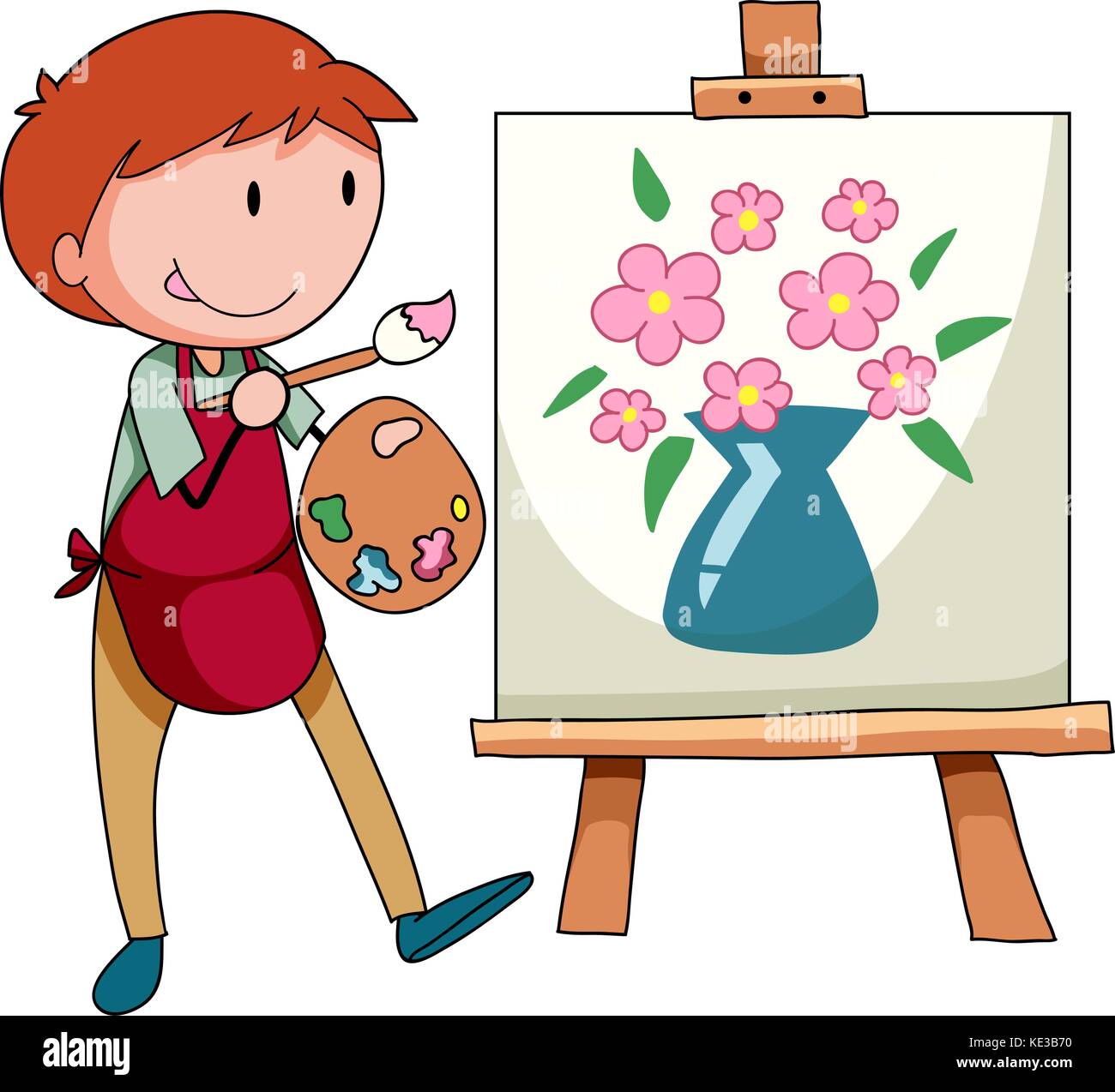 Man drawing and painting flower Stock Vector Image & Art - Alamy