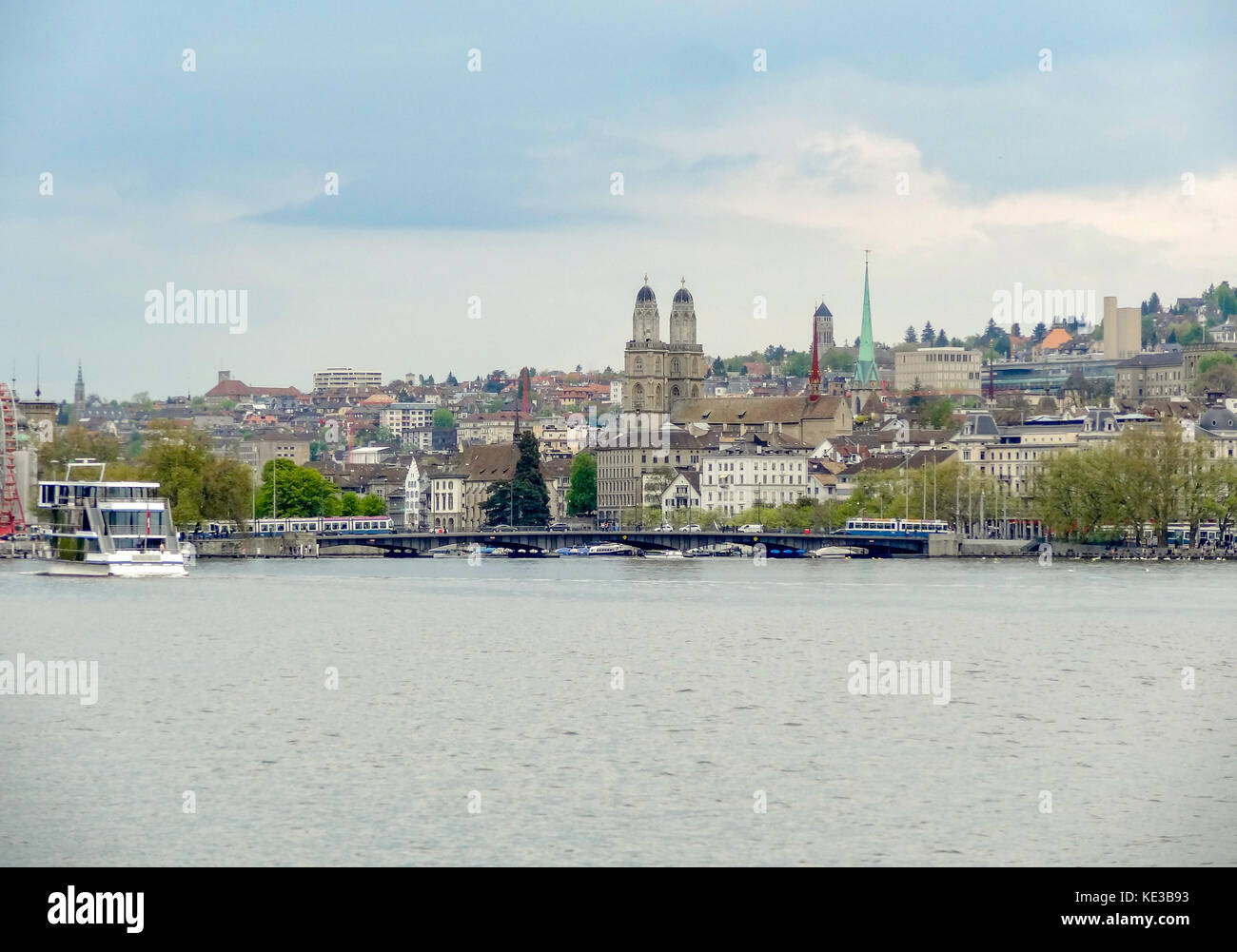 riparian scenery of Zurich, the largest city in Switzerland Stock Photo ...