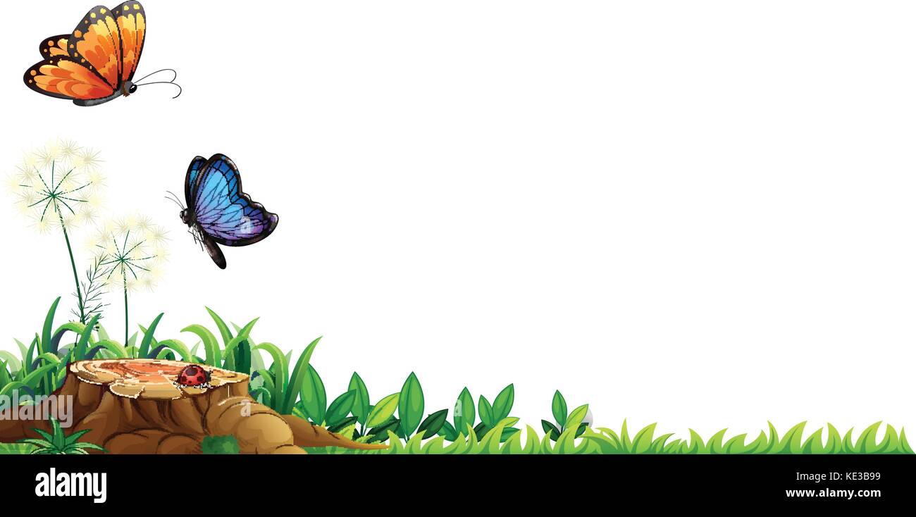 Scene with butterflies in the garden illustration Stock Vector Image ...