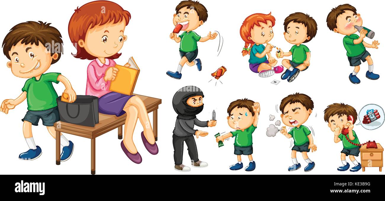 Bad boy doing different crimes illustration Stock Vector Image & Art ...